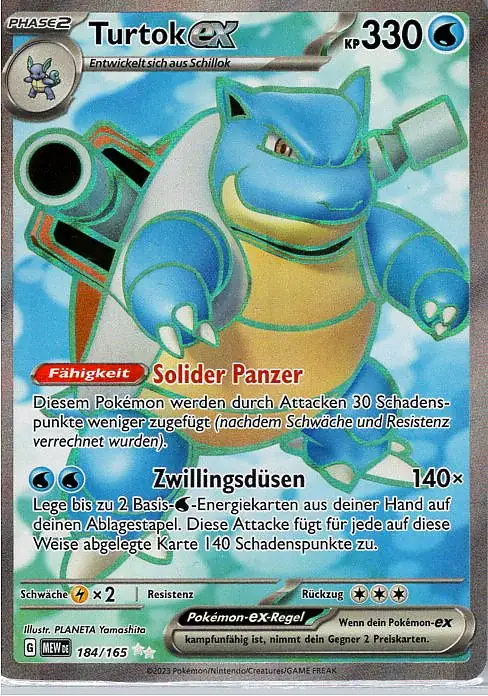 Turtok EX (MEW 184) – Pokemon Full Art Karte aus 151 Deutsch