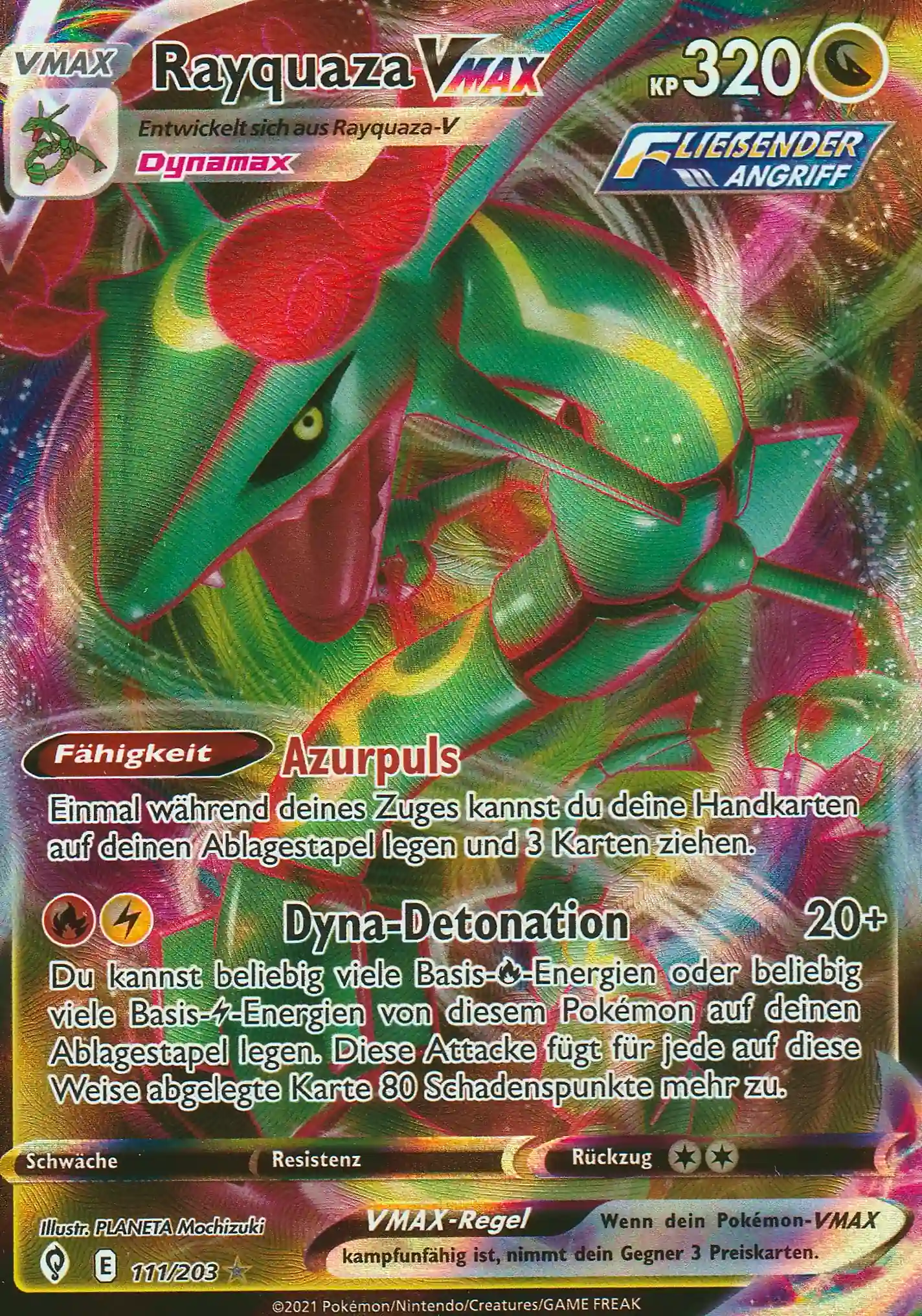 Pokemon Karte Rayquaza VMAX aus Drachenwandel EVS 111