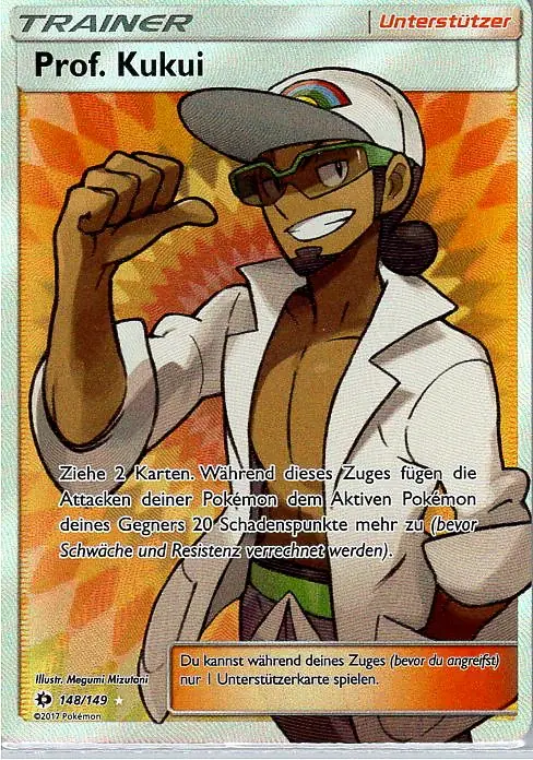 Prof. Kukui (SUM 148) – Pokémon Trainer Full Art Karte aus Sonne und Mond